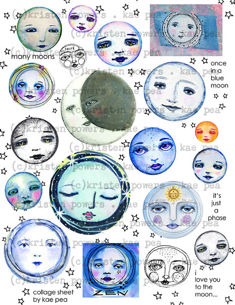 Many Moons | Print, Collage & Create Paper by Kae Pea – The Moon and ...